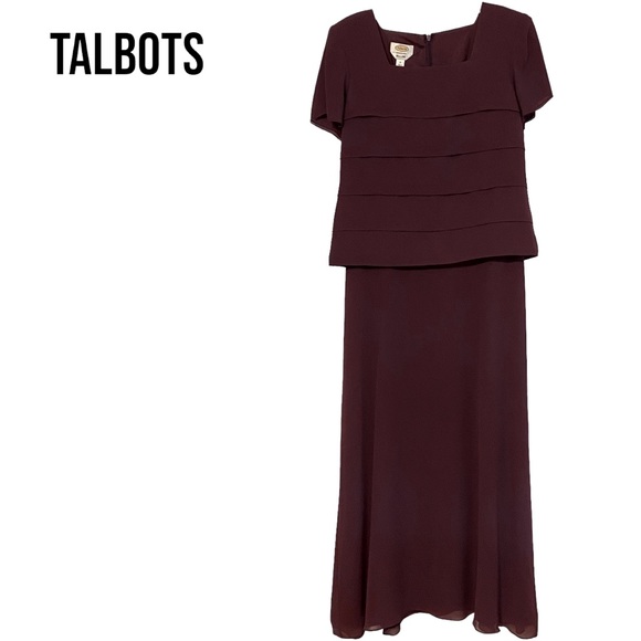 Talbots | Dresses | Talbots 0 Silk Dress Mother Of The Bride Burgundy ...